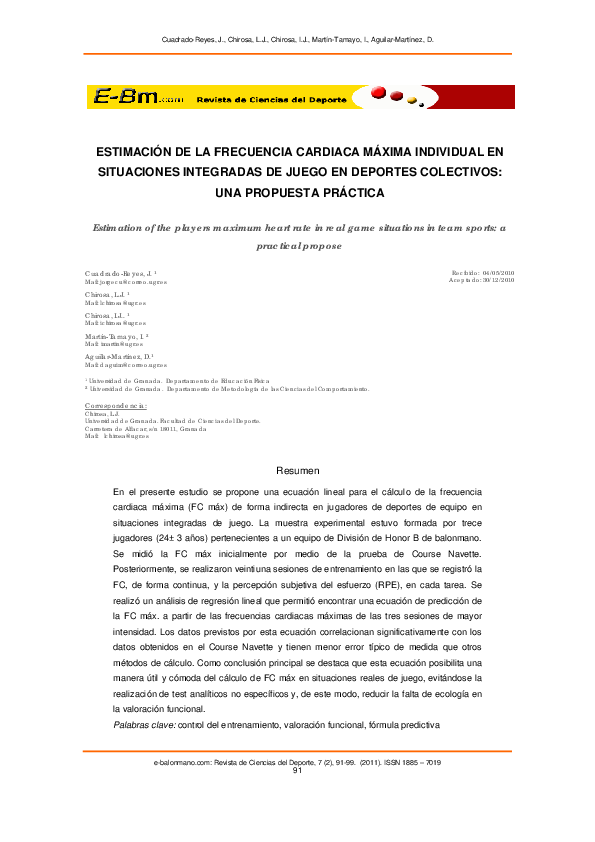 (PDF) Estimation of the players maximum heart rate in real game ...