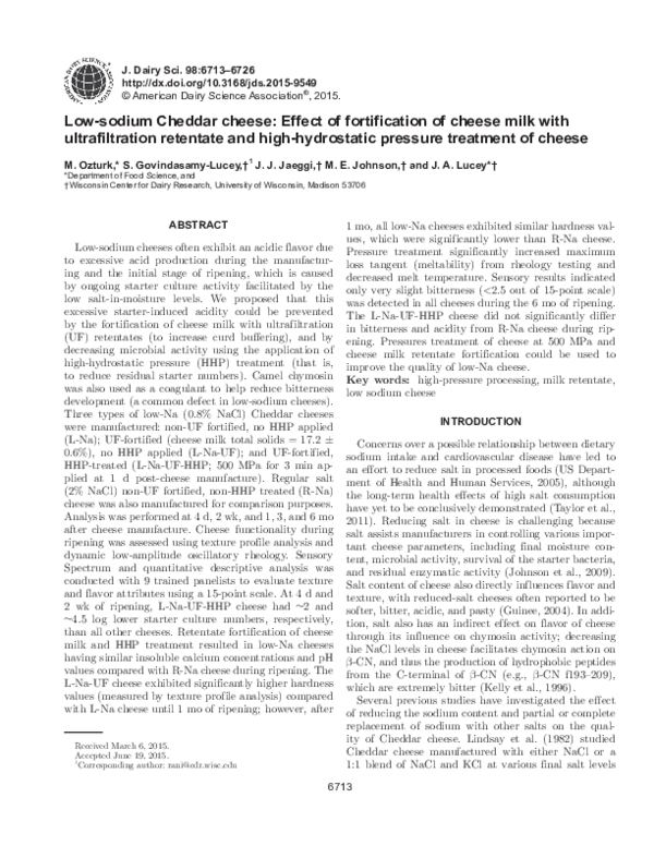 (PDF) Low-sodium Cheddar cheese: Effect of fortification of cheese milk ...