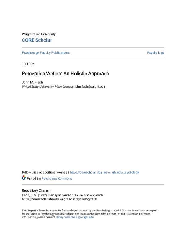 (PDF) Perception/Action: An Holistic Approach | John Flach - Academia.edu