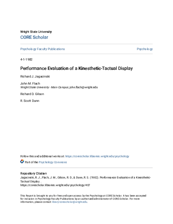 (PDF) Performance Evaluation of a Kinesthetic-Tactual Display