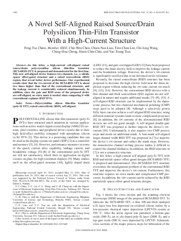(PDF) A Novel Self-Aligned Raised Source/Drain Polysilicon Thin-Film ...