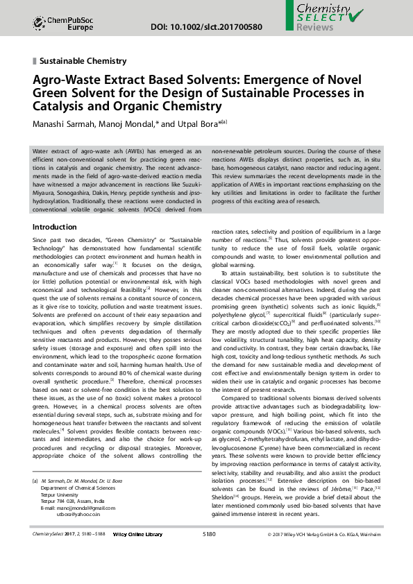 (PDF) Agro-Waste Extract Based Solvents: Emergence of Novel Green ...