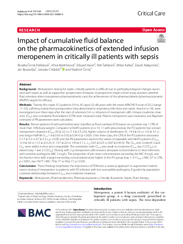 (PDF) Impact of cumulative fluid balance on the pharmacokinetics of ...