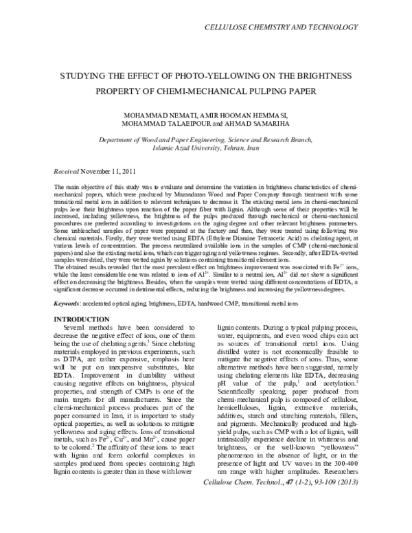 (PDF) Studying the Effect of Photo-Yellowing on the Brightness Property ...