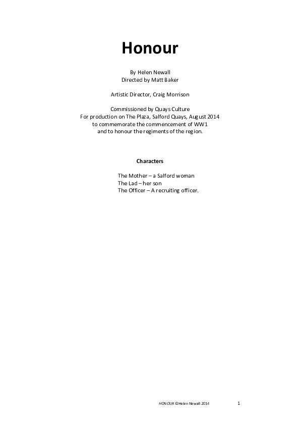 (PDF) Script - Honour 2014 | Helen Newall - Academia.edu