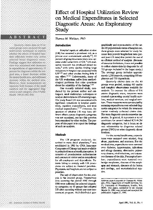 (PDF) Effect of hospital utilization review on medical expenditures in ...