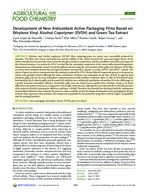 (PDF) Development of New Antioxidant Active Packaging Films Based on ...