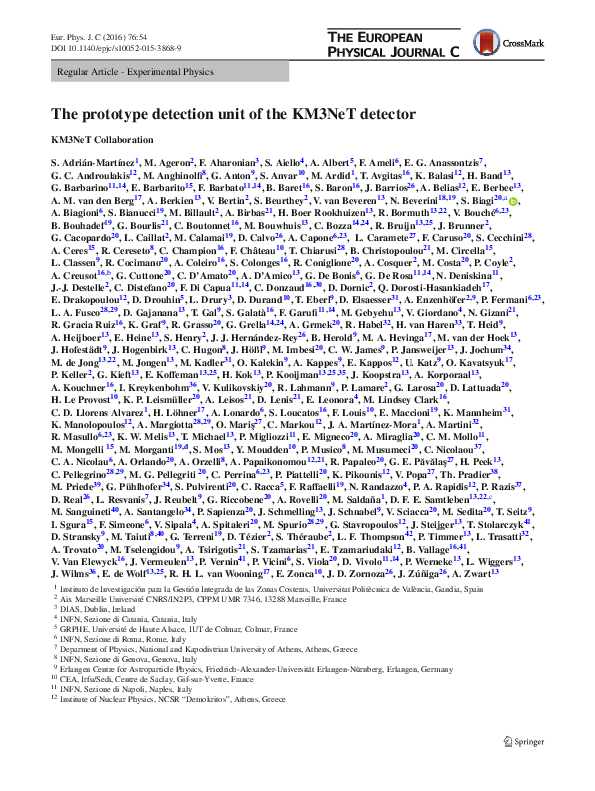 (PDF) The prototype detection unit of the KM3NeT detector