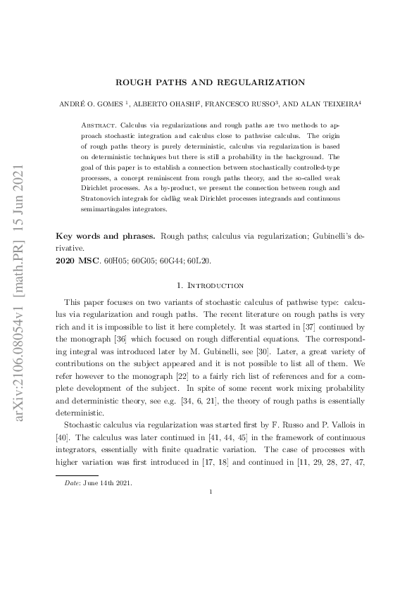 (PDF) Ju n 20 21 ROUGH PATHS AND REGULARIZATION