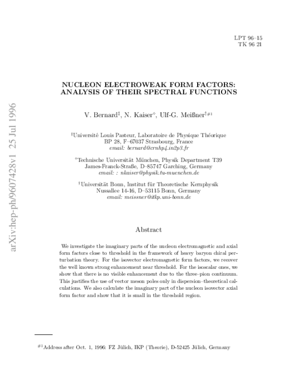 (PDF) Nucleon electroweak form factors: Analysis of their spectral ...