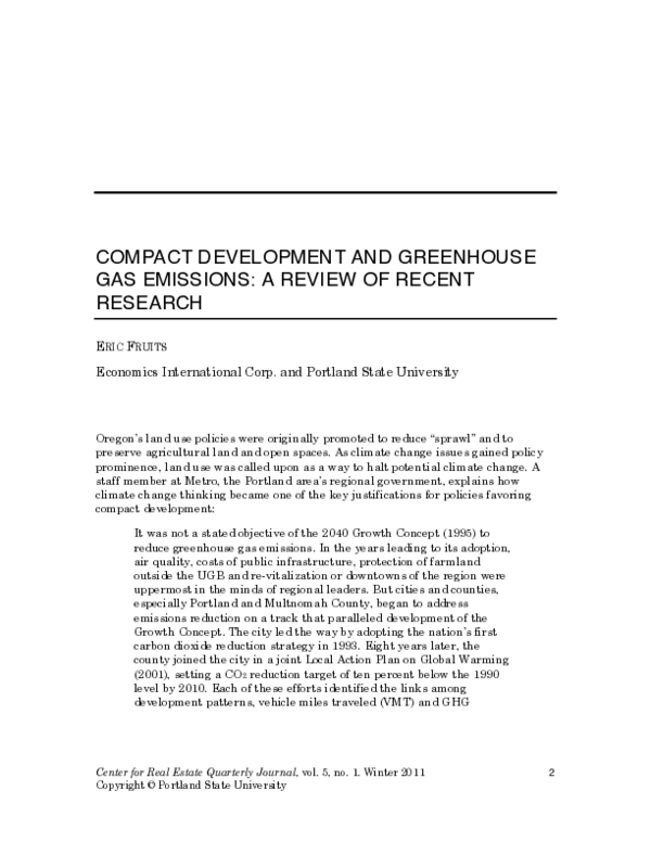 (PDF) Compact Development and Greenhouse Gas Emissions: A Review of ...