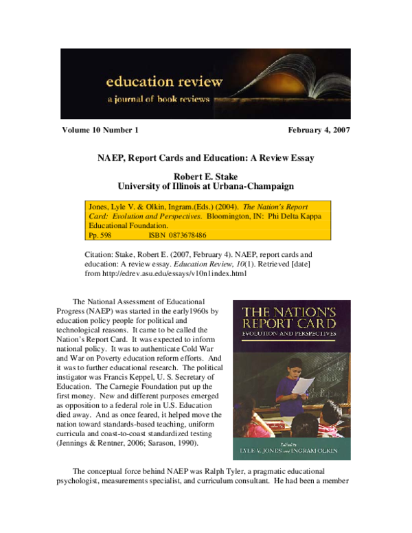 (PDF) NAEP, report cards and education: A review eassay