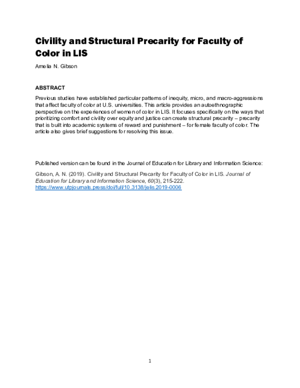 (PDF) Precarity of Intellectual Labor for Women of Color