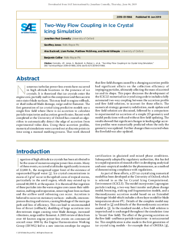 (PDF) Two-Way Flow Coupling in Ice Crystal Icing Simulation
