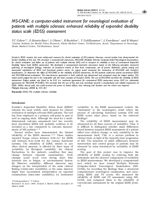 (PDF) MS-CANE: a computer-aided instrument for neurological evaluation ...