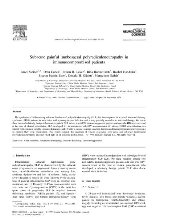 (PDF) Subacute painful lumbosacral polyradiculoneuropathy in ...