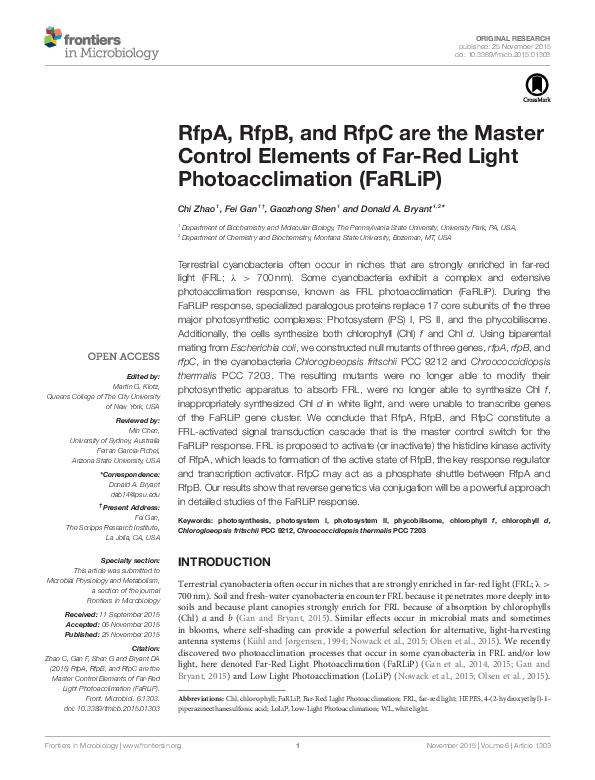 (PDF) RfpA, RfpB, and RfpC are the Master Control Elements of Far-Red ...