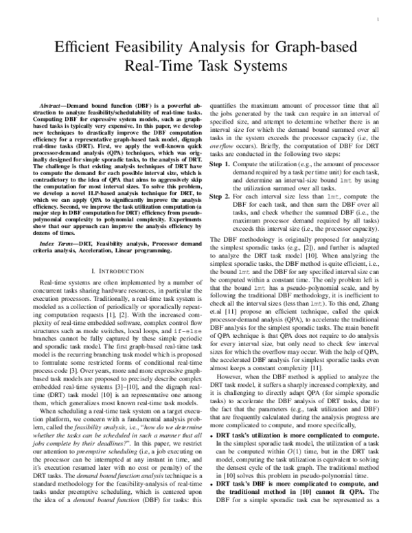 Pdf Efficient Feasibility Analysis For Graph Based Real Time Task Systems