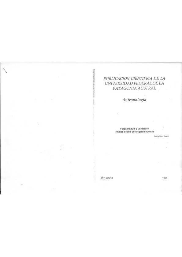 (PDF) Verosimilitud y verdad en relatos orales de origen tehuelche