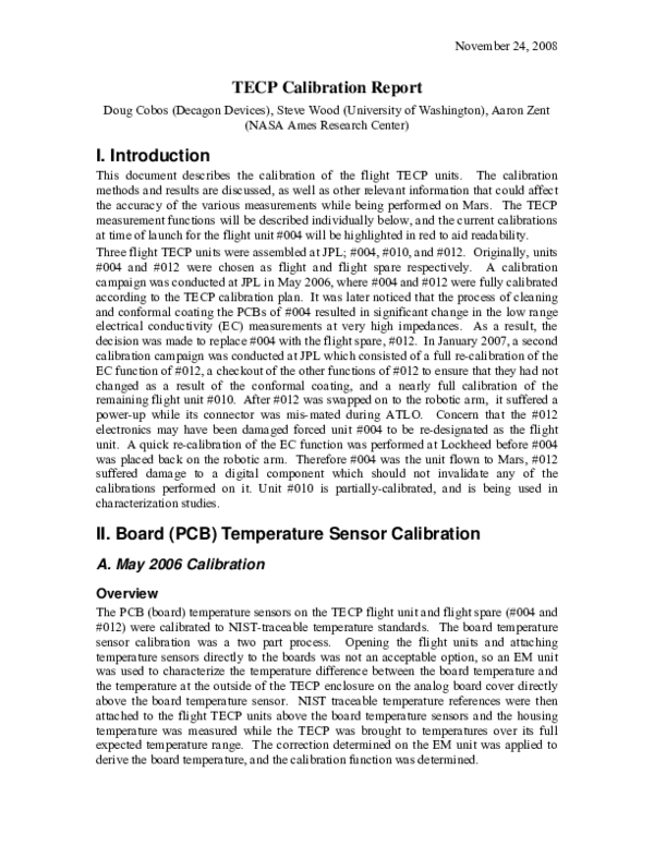 (PDF) TECP Calibration Report