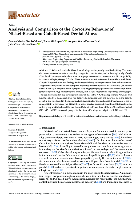 (PDF) Analysis and Comparison of the Corrosive Behavior of Nickel-Based ...