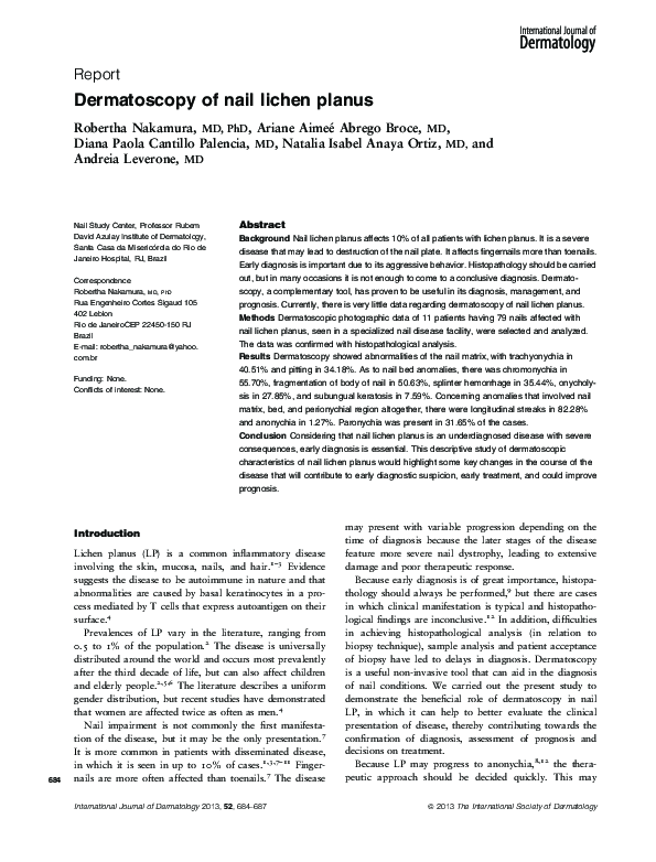 (PDF) Dermatoscopy of nail lichen planus