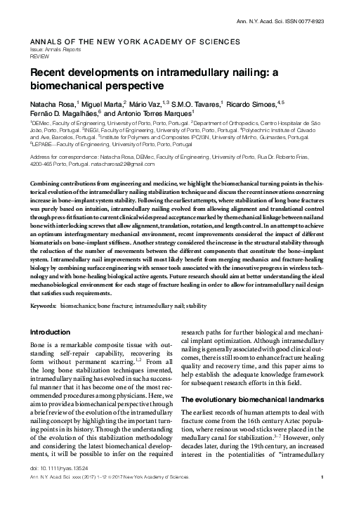 (PDF) Recent developments on intramedullary nailing: a biomechanical perspective
