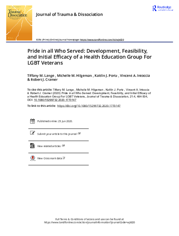 (PDF) Pride in all Who Served: Development, Feasibility, and Initial ...