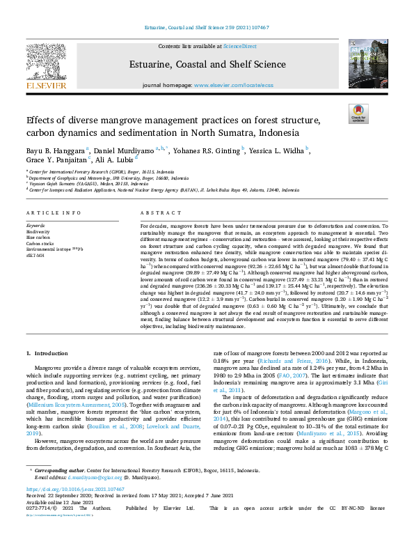 (PDF) Effects of diverse mangrove management practices on forest ...