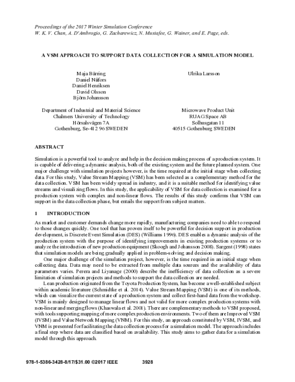 (PDF) A VSM approach to support data collection for a simulation model
