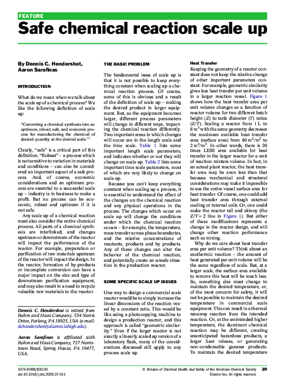 (PDF) Safe chemical reaction scale up