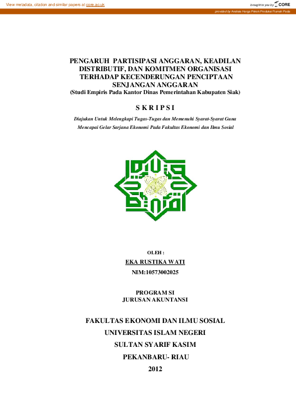 (PDF) PENGARUH PARTISIPASI ANGGARAN, KEADILAN DISTRIBUTIF, DAN KOMITMEN ...