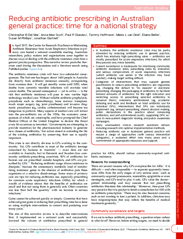 (PDF) Reducing antibiotic prescribing in Australian general practice ...