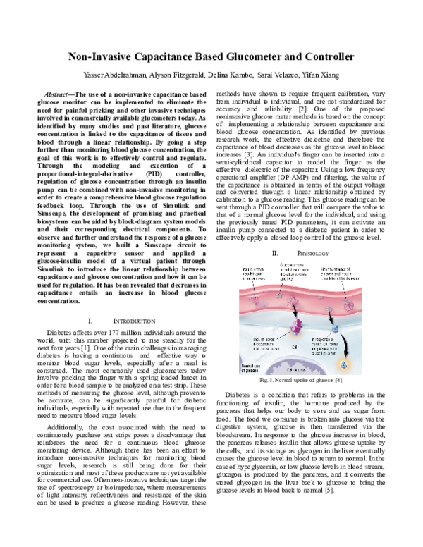(PDF) Non-Invasive Capacitance Based Glucometer and Controller | sarai velazco - Academia.edu