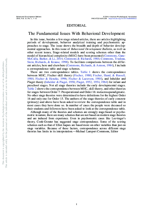 (PDF) Challenges in Behavioral Development Models