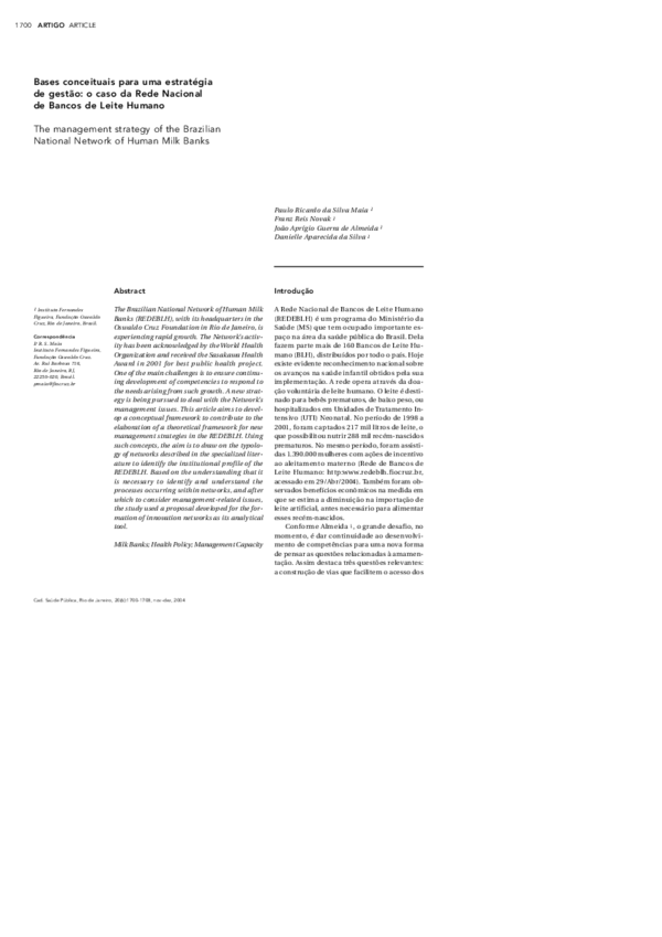 (PDF) Bases conceituais para uma estratégia de gestão: o caso da Rede ...