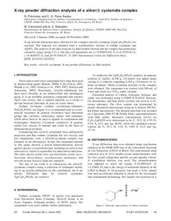(PDF) X-ray powder diffraction analysis of a silver(I) cyclamate ...