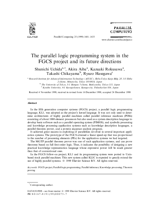 (PDF) The parallel logic programming system in the FGCS project and its future directions