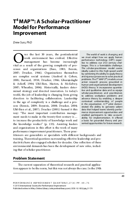 (PDF) T4MAP™: A Scholar-Practitioner Model for Performance Improvement