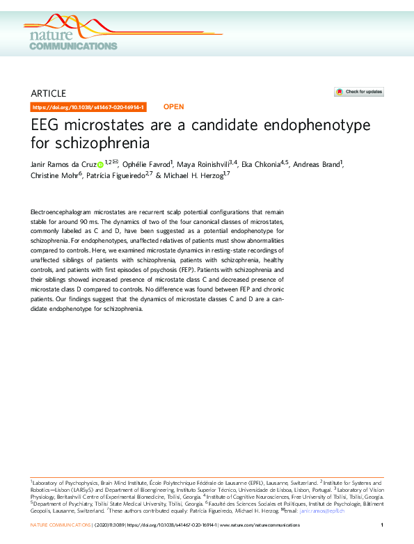 (PDF) EEG microstates are a candidate endophenotype for schizophrenia