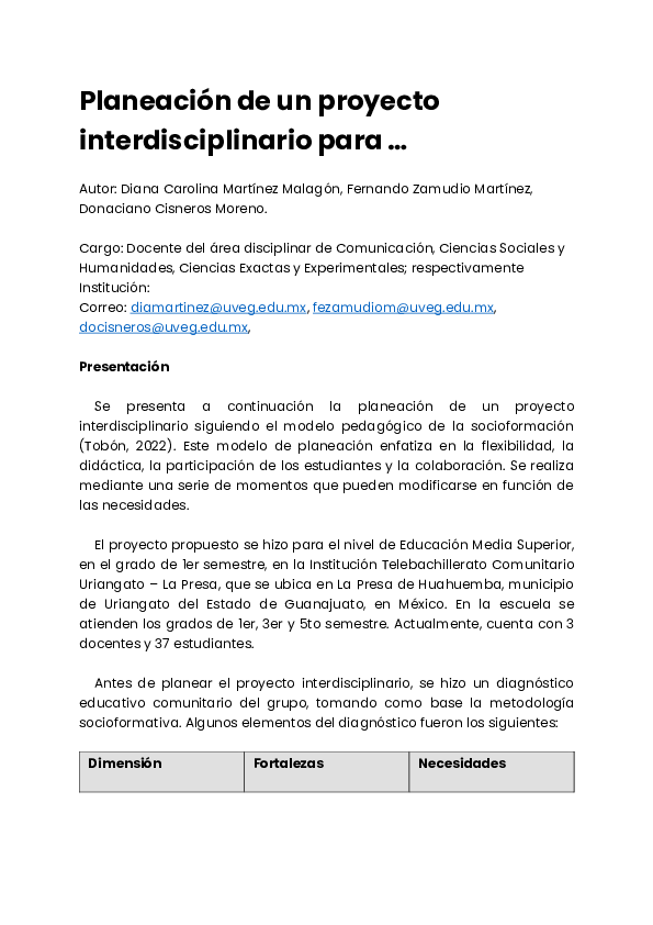 (PDF) PLANEACIÓN DE UN PROYECTO SOCIOFORMATIVO | MARCOS BENÍTEZ RAMÍREZ - Academia.edu