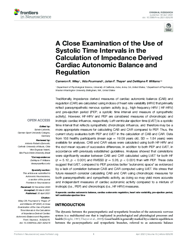 (PDF) A Close Examination of the Use of Systolic Time Intervals in the ...