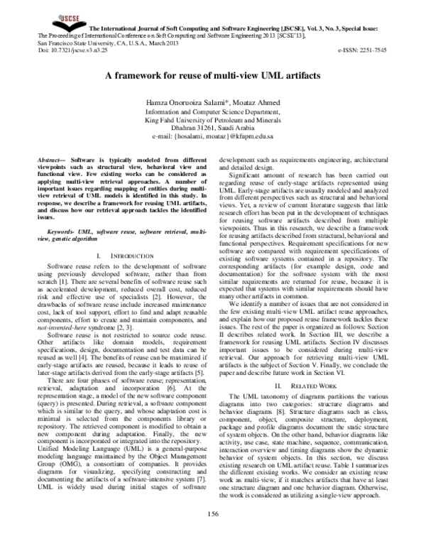 (PDF) A framework for reuse of multi-view UML artifacts | Moataz Ahmed - Academia.edu