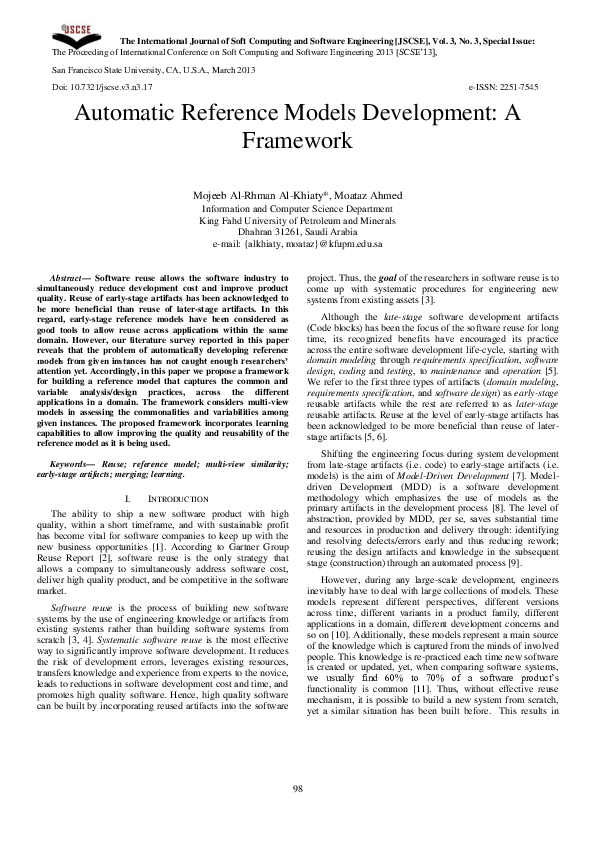 (PDF) Automatic Reference Models Development: A Framework