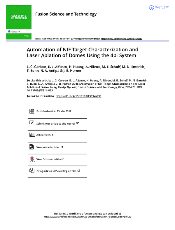 (PDF) Automation of NIF Target Characterization and Laser Ablation of ...