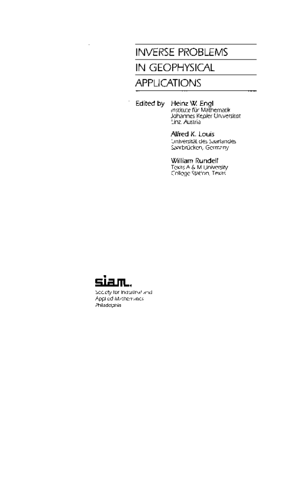 (PDF) Inverse problems in geophysical applications