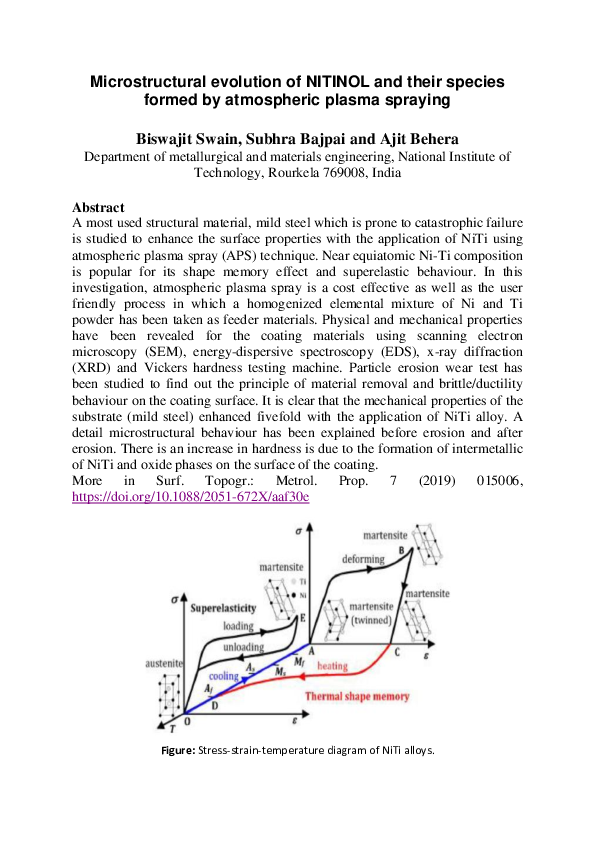 (PDF) Microstructural evolution of NITINOL and their species formed by ...