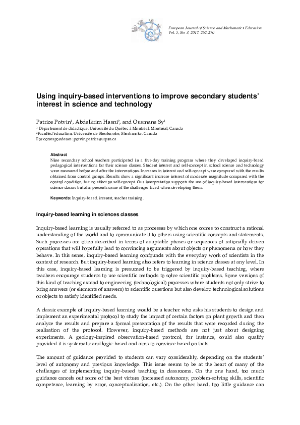 (PDF) Using inquiry-based interventions to improve secondary students ...