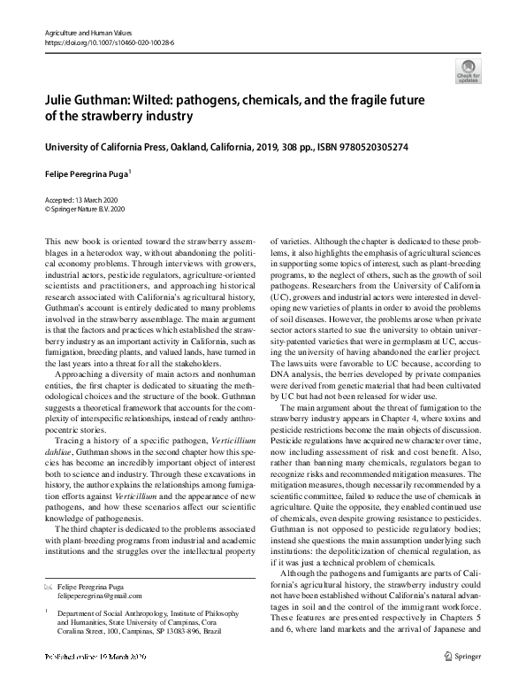 (PDF) Julie Guthman: Wilted: pathogens, chemicals, and the fragile ...