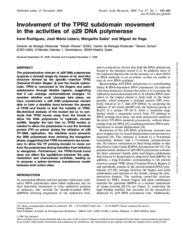 (PDF) Involvement of the TPR2 subdomain movement in the activities of ...